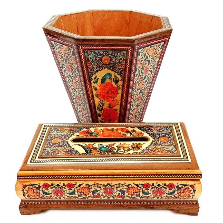 Persian Waste Basket & Tissue Box – Khatamkari Tazhib - ShopiPersia