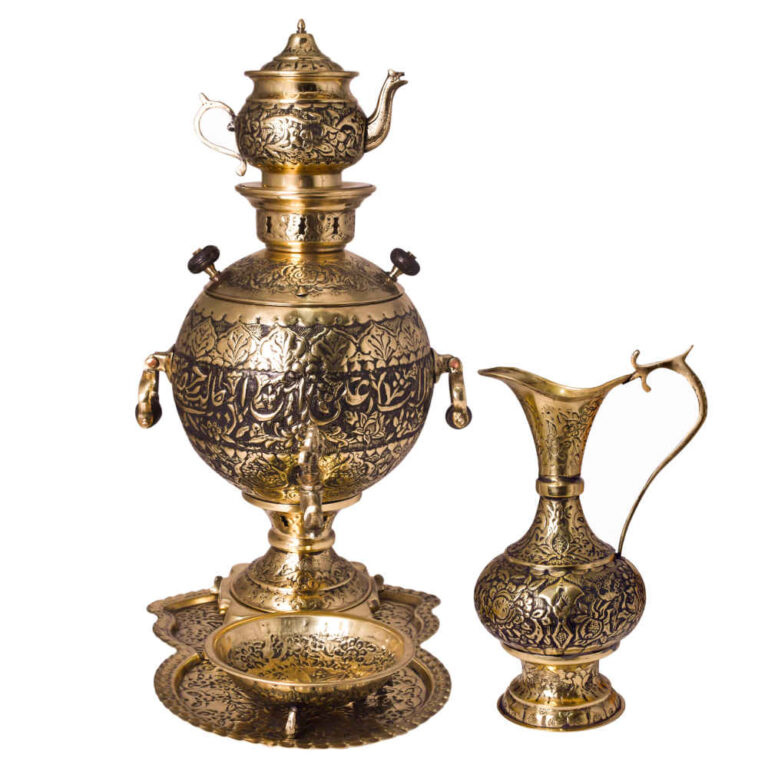 Decorative Coal Samovar Brass Traditional Persian Floral Motifs 3-Liter ...