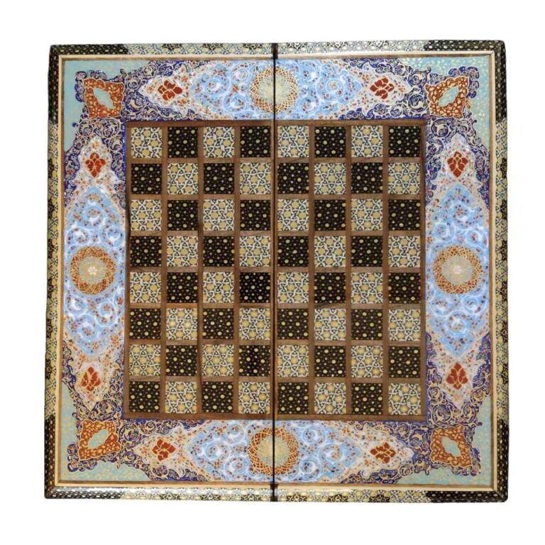 Persian Marquetry Chess Board Tazhib - ShopiPersia