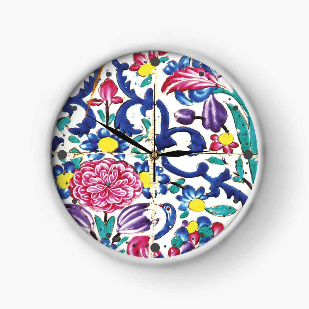 Analog Wall Clock Persian Floral Pattern Model Kaashi - ShopiPersia