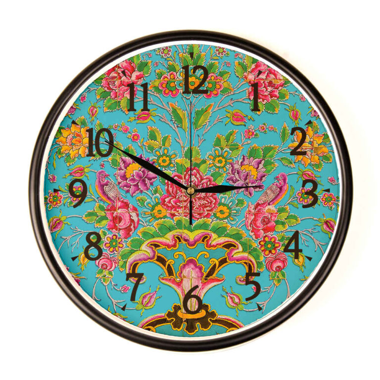 Analog Wall Clock Persian Floral Pattern Model Lava - ShopiPersia