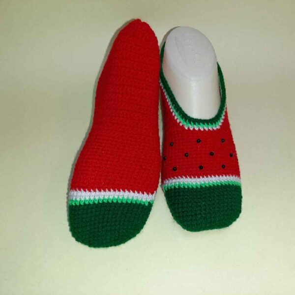 Crochet Slippers for Women Cotton Knitted Yalda Watermelon - ShopiPersia