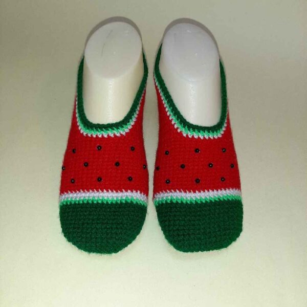 Crochet Slippers for Women Cotton Knitted Yalda Watermelon - ShopiPersia