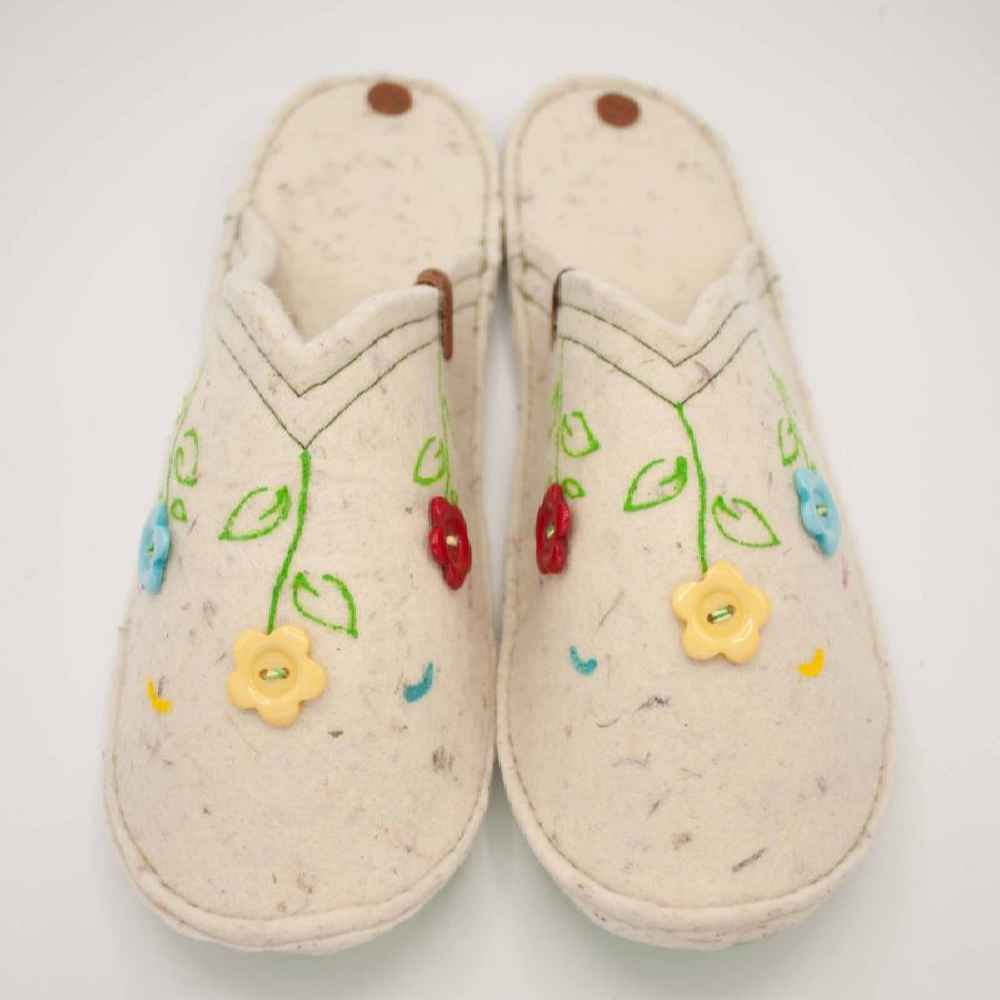 Women's Persian Felt Slipper Model Flowers - ShopiPersia