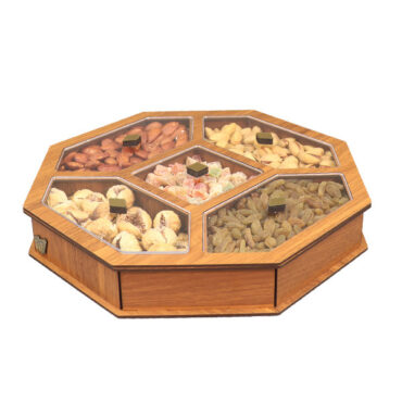 Wooden Nuts & Snacks Organizer Box Model Octagon - ShopiPersia