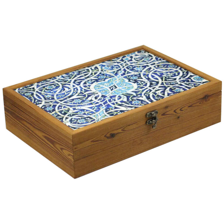 Wooden Tea box Organizer with chests and Persian Pattern Slimi ...