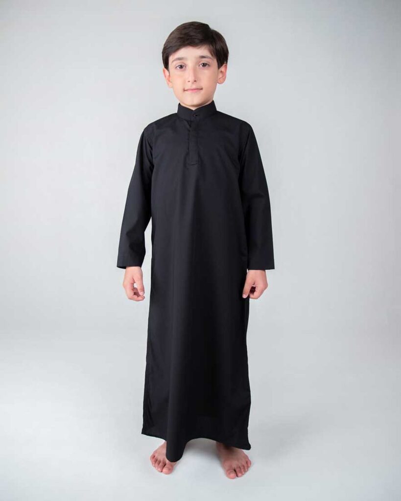 Black Dishdasha Thobe - Arab Garment for Kids - ShopiPersia
