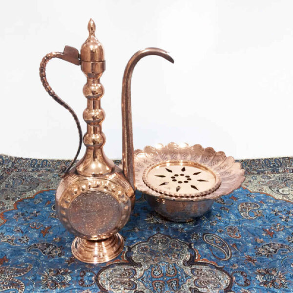 Decorative Persian Aftabeh With Basin Bowl Gol - ShopiPersia