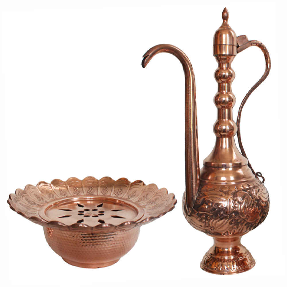 Decorative Persian Copper Aftabeh with Basin Bowl - Toopi Model ...