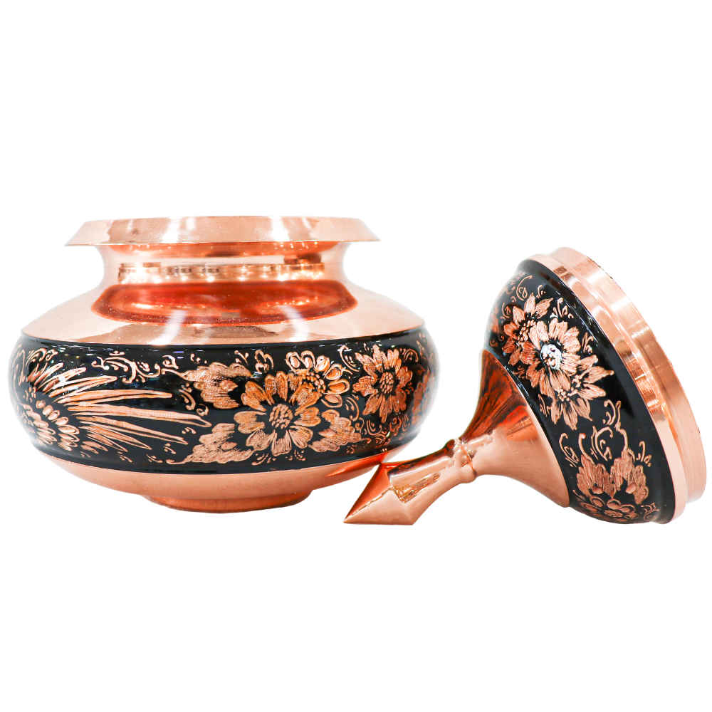 Handcrafted Persian Engraved Copper Sugar Bowl Almas - ShopiPersia