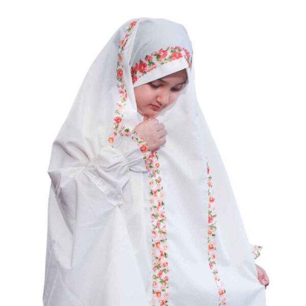Islamic White Girls' Namaz Chador Model Bahareh - ShopiPersia