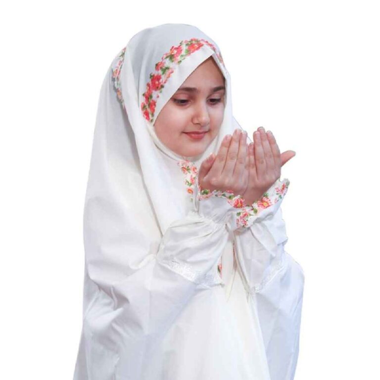 Islamic White Girls' Namaz Chador Model Bahareh - ShopiPersia