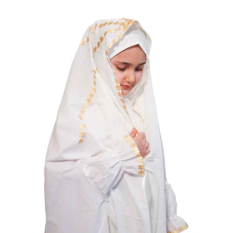Islamic White Girls' Namaz Chador Model Khorshidi - ShopiPersia