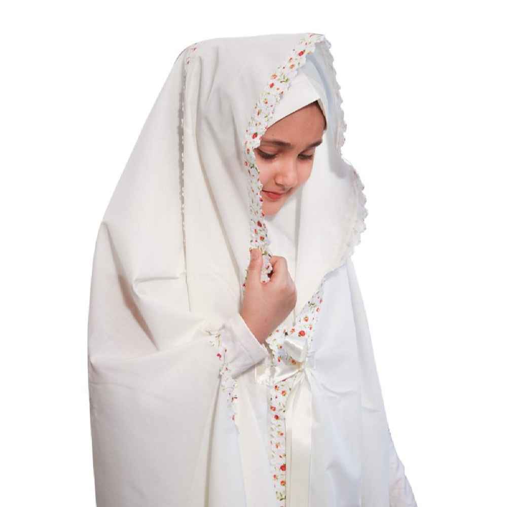 Islamic White Girls' Namaz Chador Model Nasim - ShopiPersia