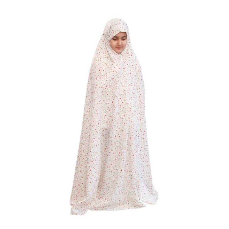 Islamic White Girls' Namaz Chador Model Shaparak - ShopiPersia
