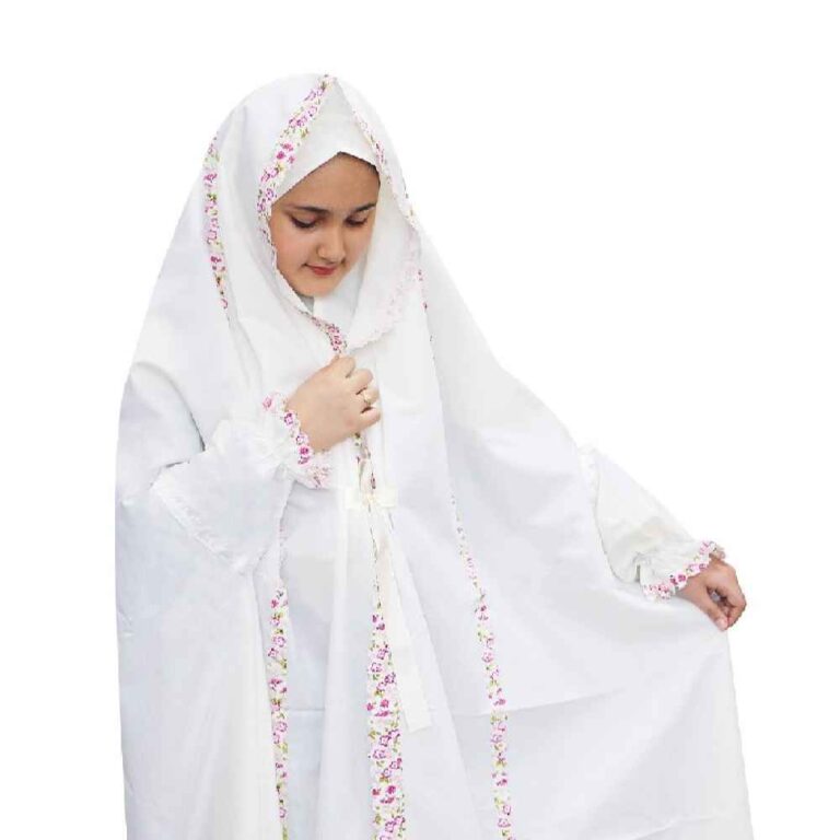 Islamic White Girls' Namaz Chador Model Yasamin - ShopiPersia