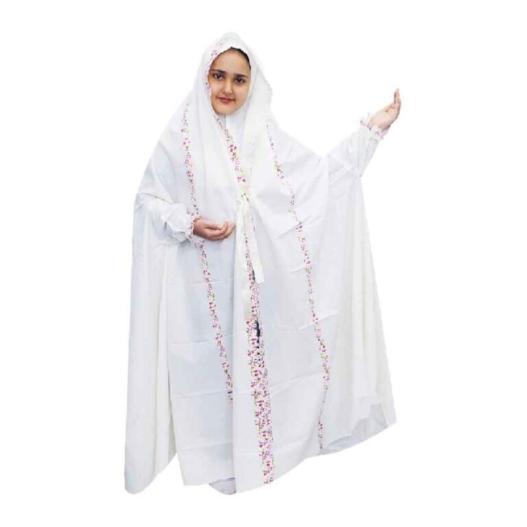 Islamic White Girls' Namaz Chador Model Yasamin - ShopiPersia
