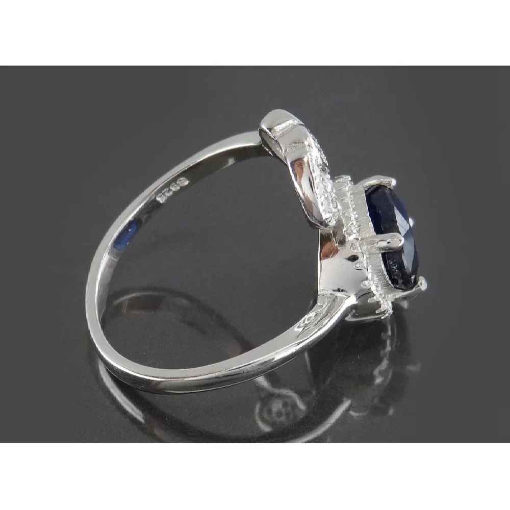 Blue Ruby Engagement Silver Ring Bliss for Women Kabood - ShopiPersia