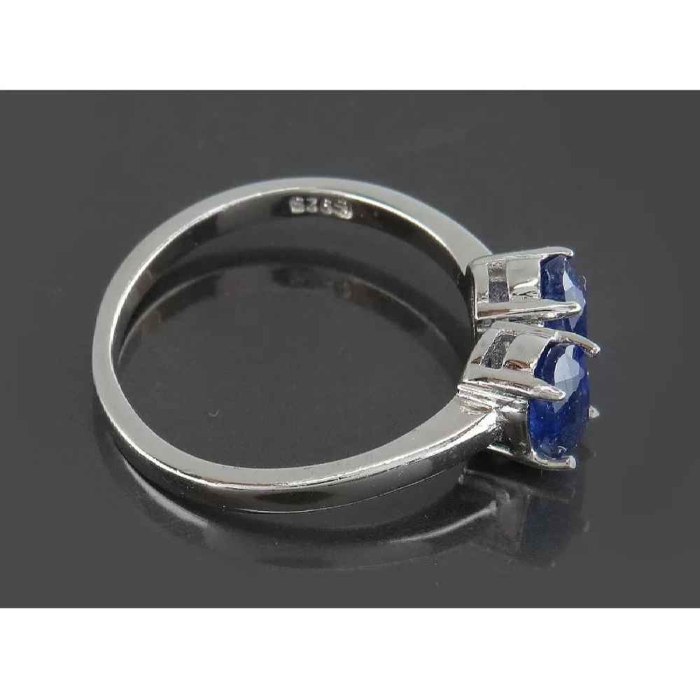 Blue Ruby Engagement Silver Ring Bliss for Women Twins - ShopiPersia
