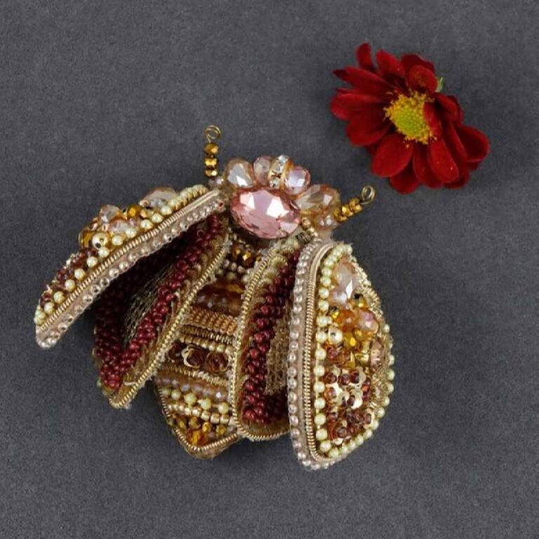 Feminine Handmade Beaded Brooch Pin – Insect Design - ShopiPersia