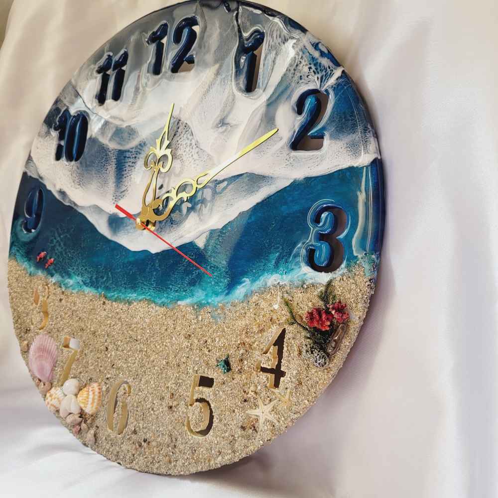 Handcrafted Resin Wall Clock - Abstract Style Darya - ShopiPersia