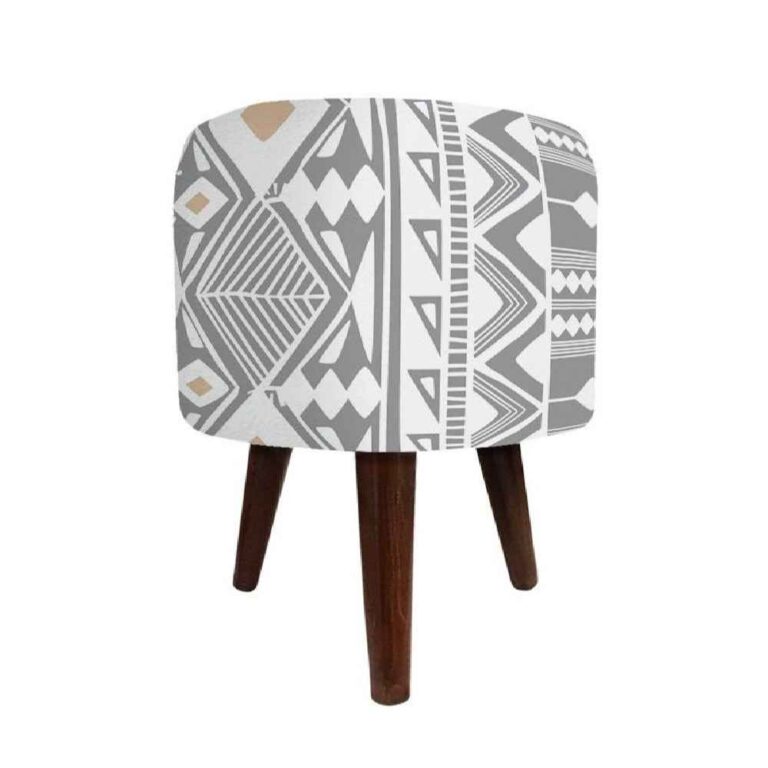 Luxurious Velvet Footstool Round White Barsam - ShopiPersia