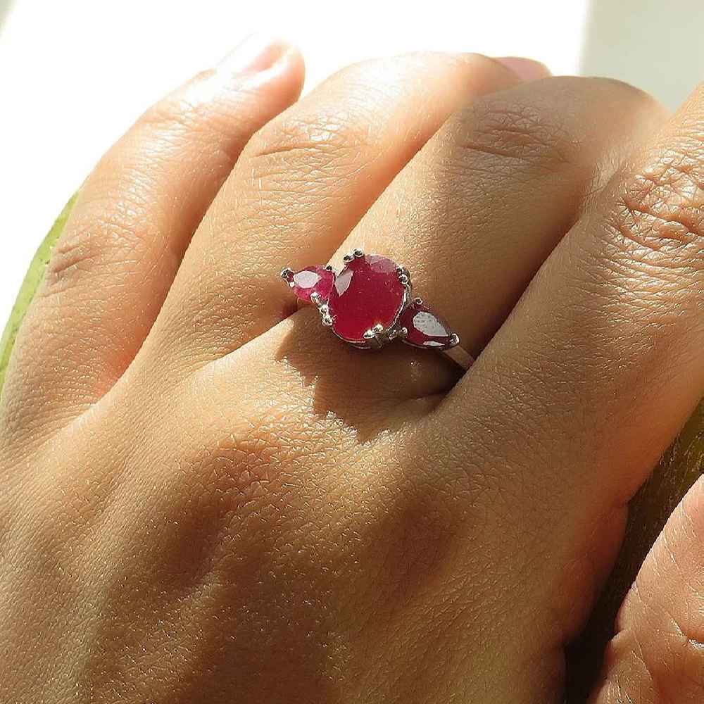 Red Ruby Engagement Silver Ring Bliss for Women Kiana Sina - ShopiPersia