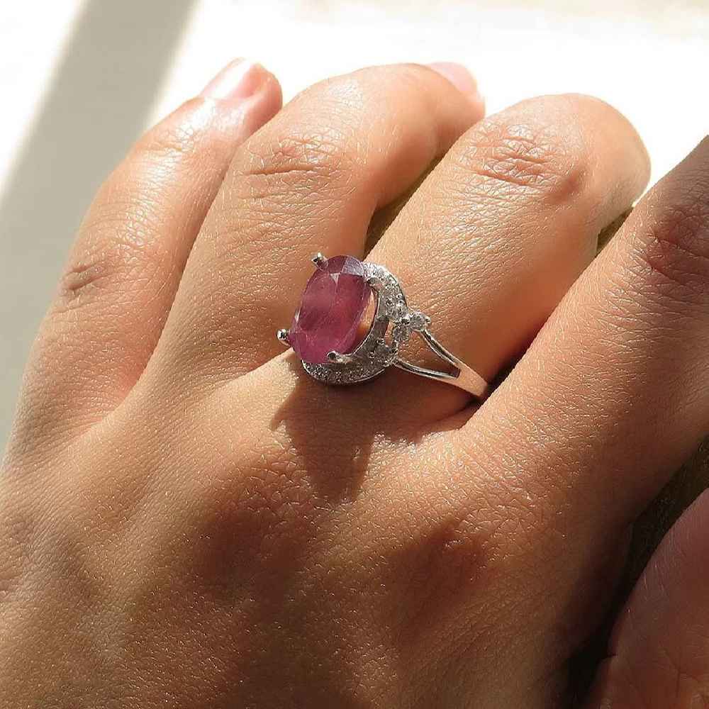 Red Ruby Engagement Silver Ring Bliss for Women Kiana Taranom - ShopiPersia