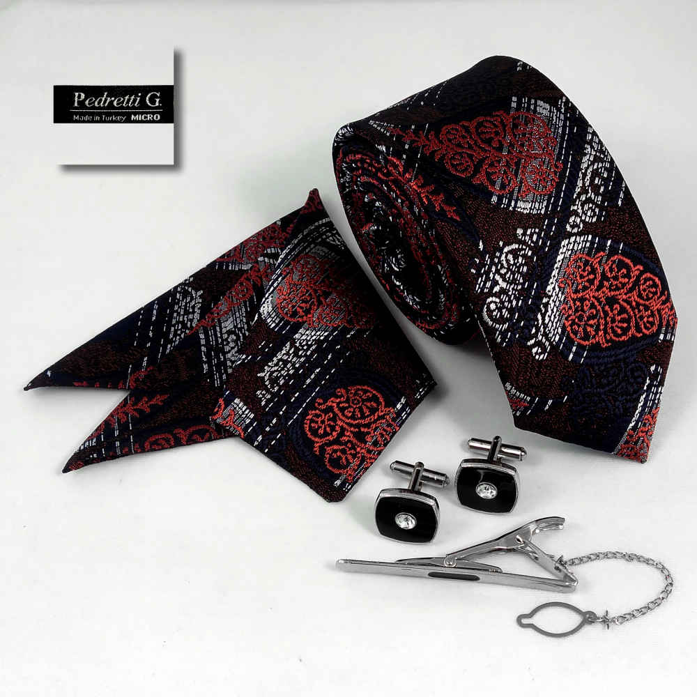 Men's Tie, Handkerchief & Cufflinks Neckwear Set - Luxurious Luka ...