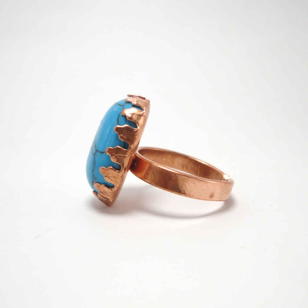 Women's Copper Ring Model Turquoise - ShopiPersia