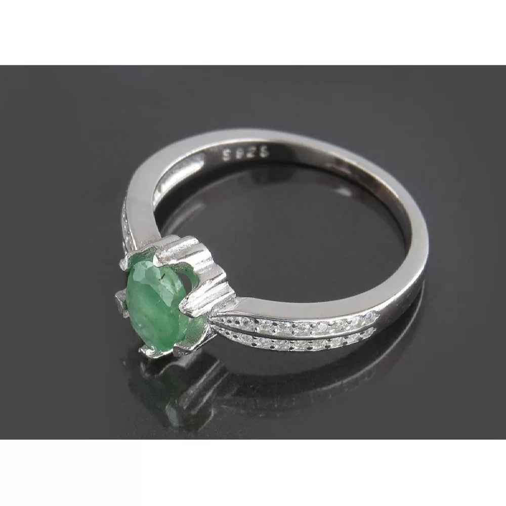 Green Emerald Silver Ring For Women Engagement Sepid - ShopiPersia