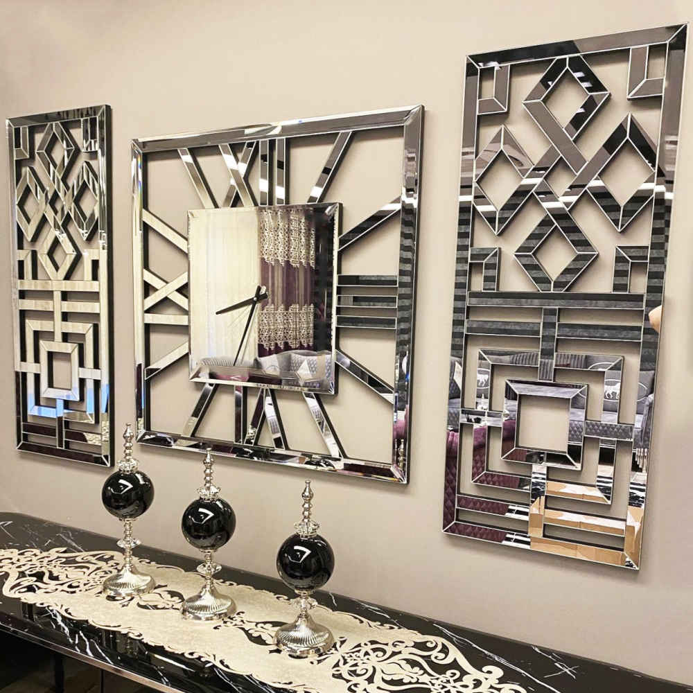 Mirror Effect 3-Piece Wall Clock Set Model Soheil - ShopiPersia