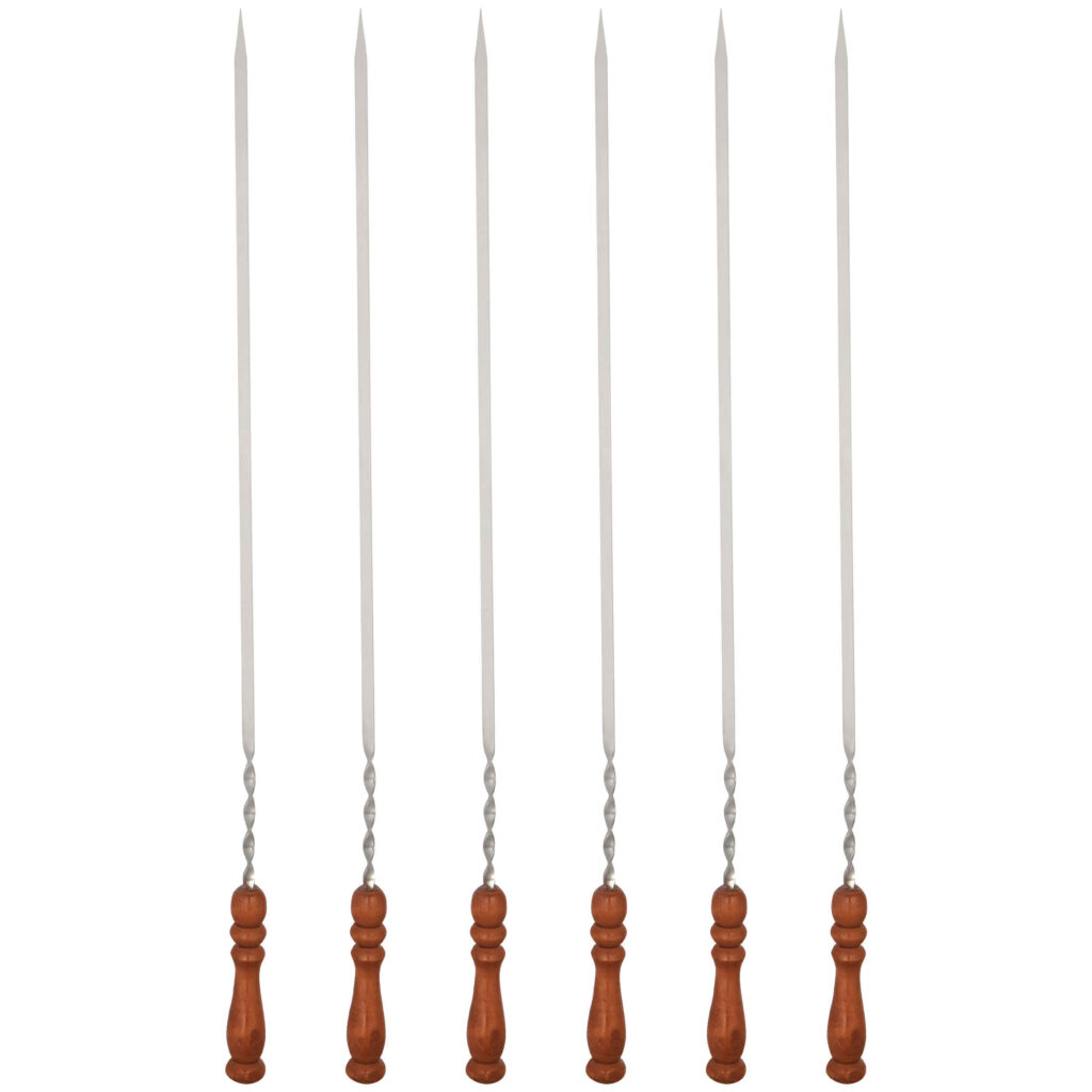 Set of Six Steel Skewers (50 cm) for for Kabab Koobideh, Adana, Kofta ...