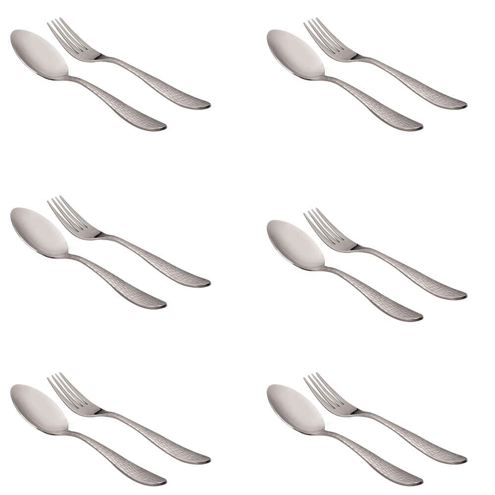 Steel Spoon and Fork Flatware Set of 12 Model Rahil - ShopiPersia