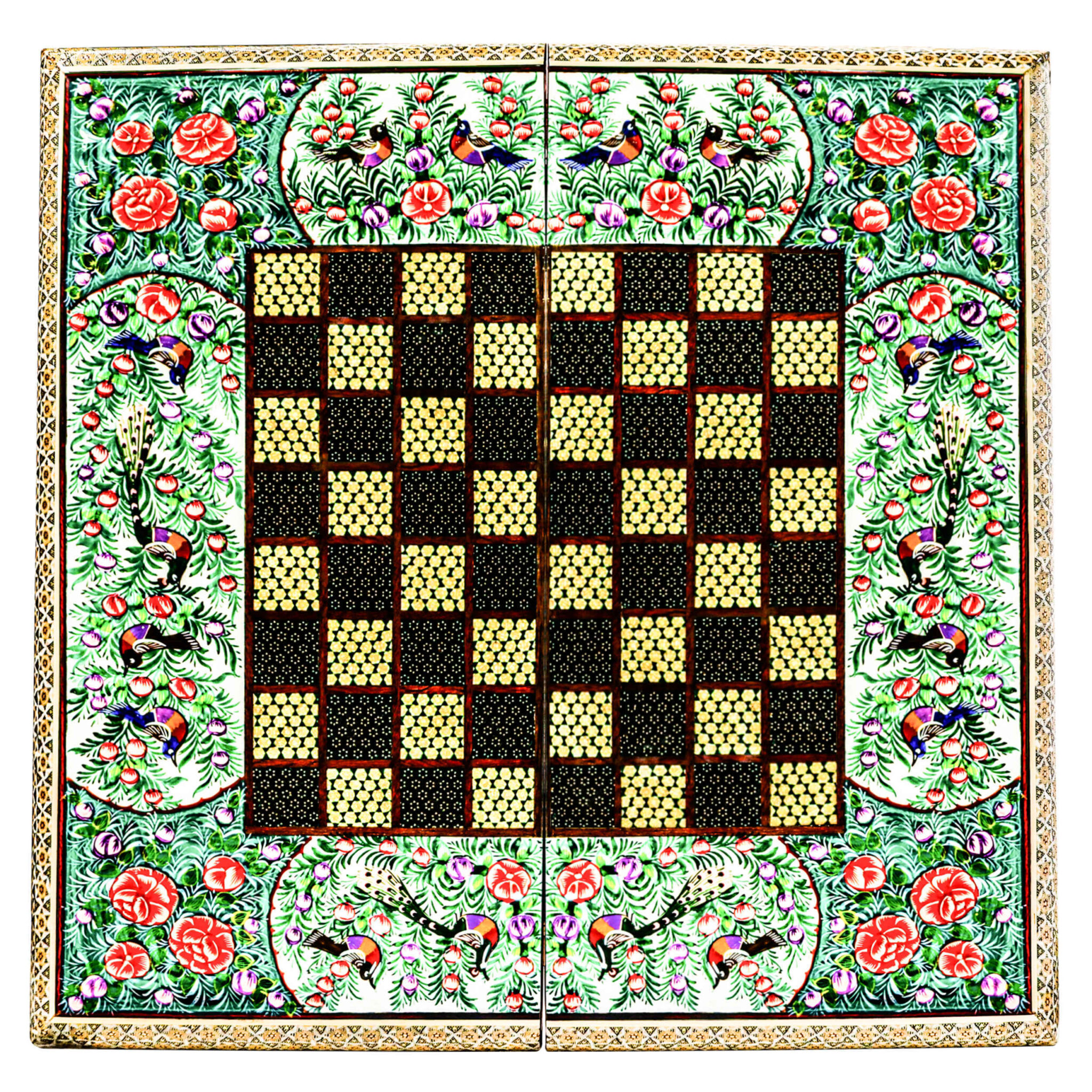 Persian Inlaid Wooden Marquetry Chess Board Model Naghashi - ShopiPersia