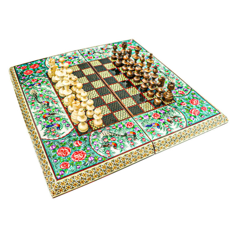 Persian Inlaid Wooden Marquetry Chess Board Model Naghashi - ShopiPersia