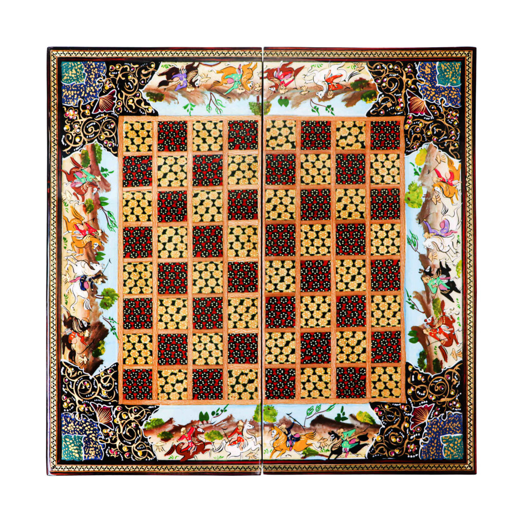 Persian Marquetry Chess Board Tazhib - ShopiPersia
