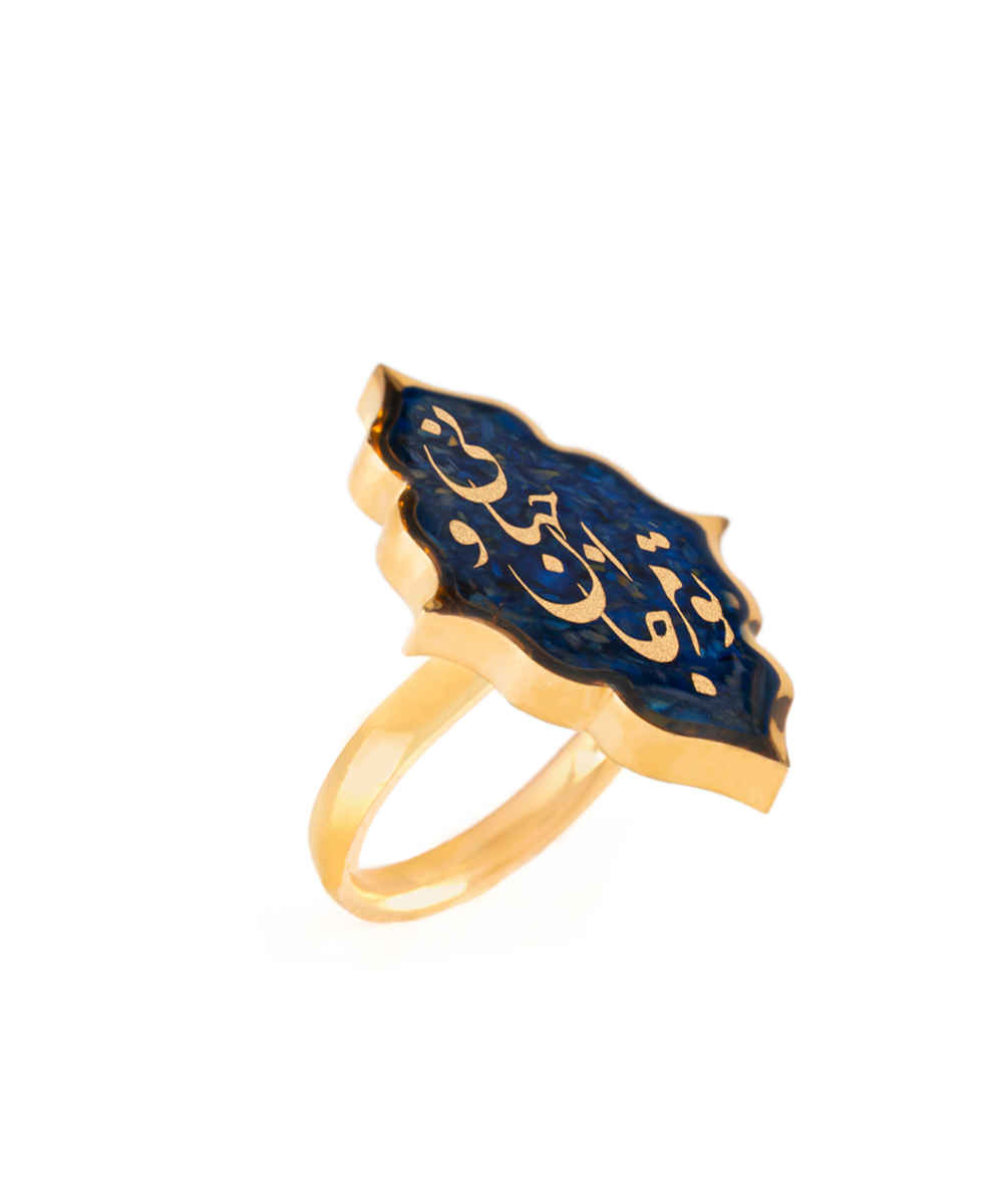 Steel Signet Ring with Garnet Resin Covered and Gold Plated Jaan ...