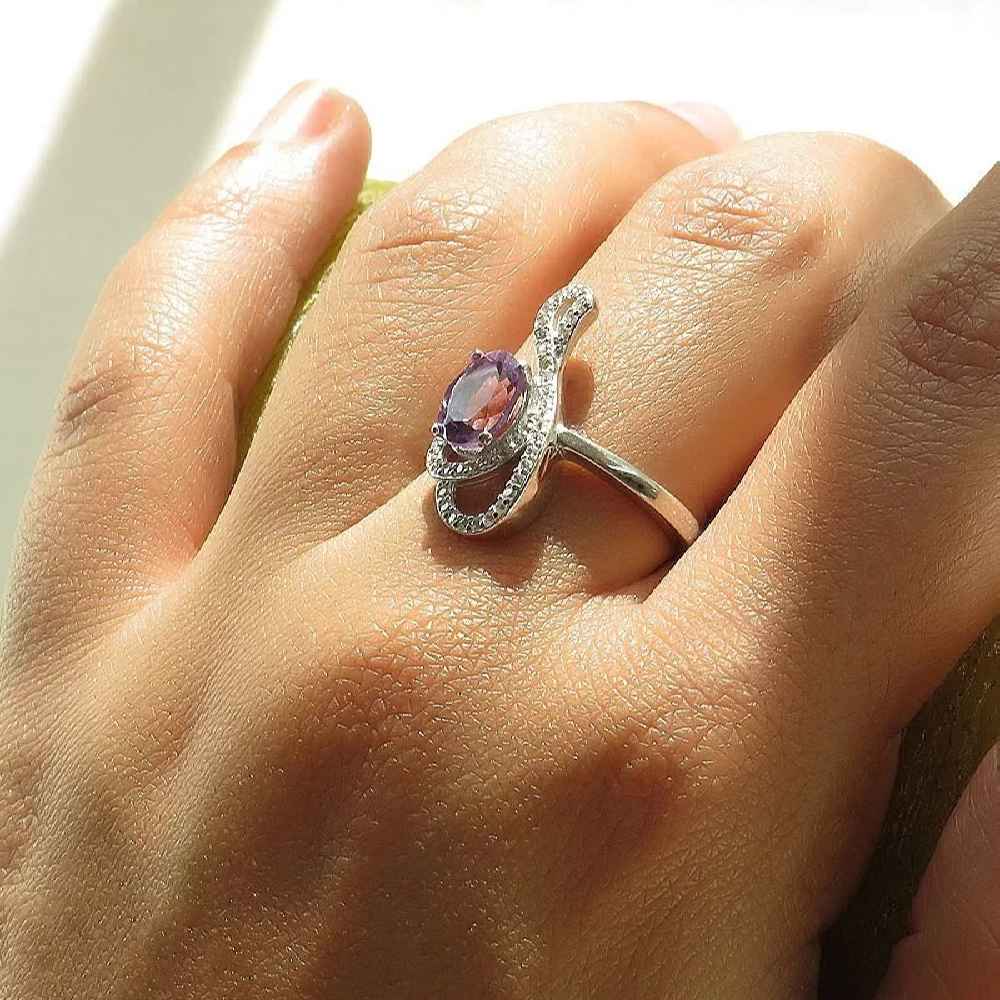 Purple Amethyst Silver Ring For Women - ShopiPersia