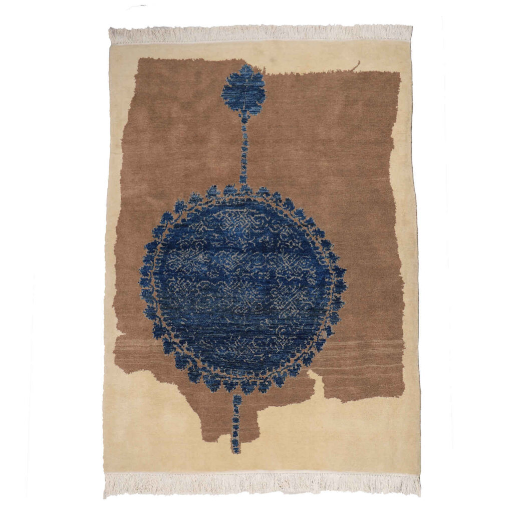Hand-woven Tufted Style Persian Gabbeh Rug Blue Cat - ShopiPersia