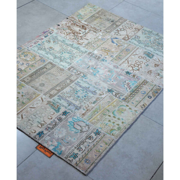 Persian Blue Hand Knotted Collage Rug Model Sky - ShopiPersia