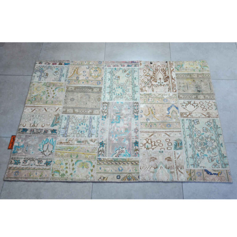 Persian Blue Hand Knotted Collage Rug Model Sky - ShopiPersia