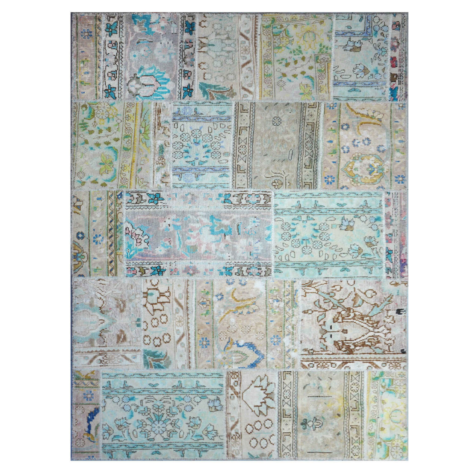 Persian Blue Hand Knotted Collage Rug Model Sky - ShopiPersia