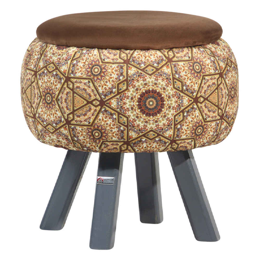 Round Traditional Velvet Footstool Model Raha - ShopiPersia