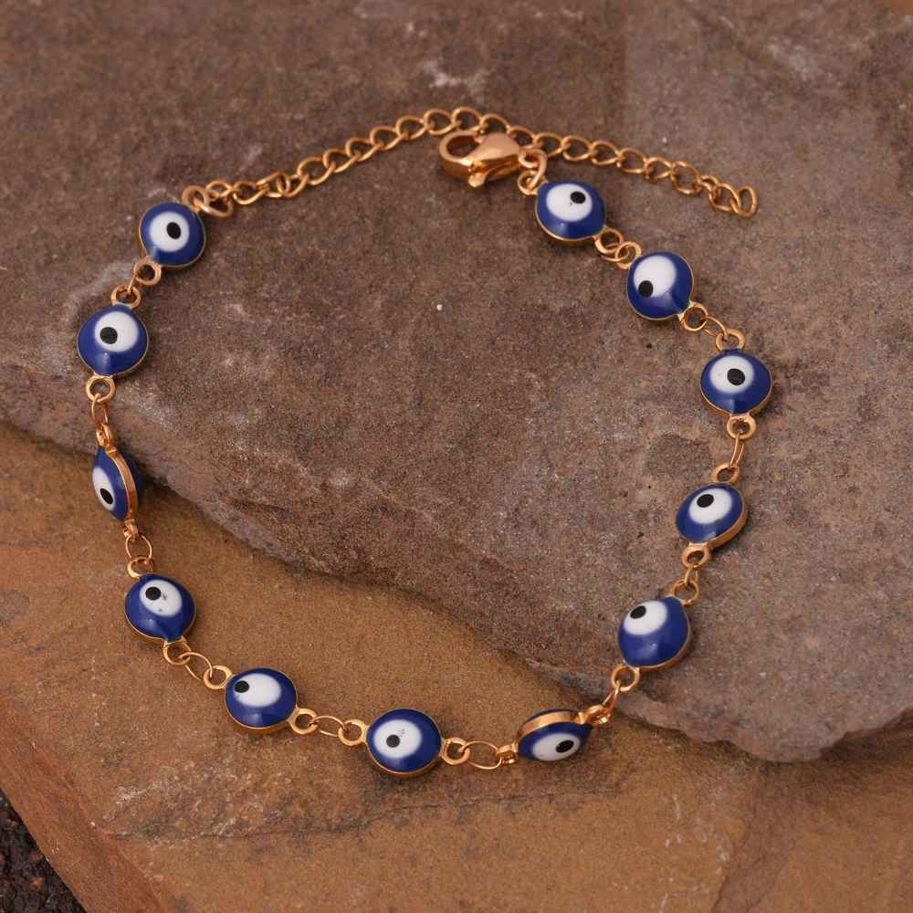 Steel Cheshm Nazar Ankle Bracelet Model Sarvenaz - ShopiPersia