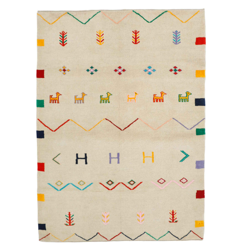 Persian Gabbeh Wool Rug Handwoven with Animal Motifs Lion - ShopiPersia