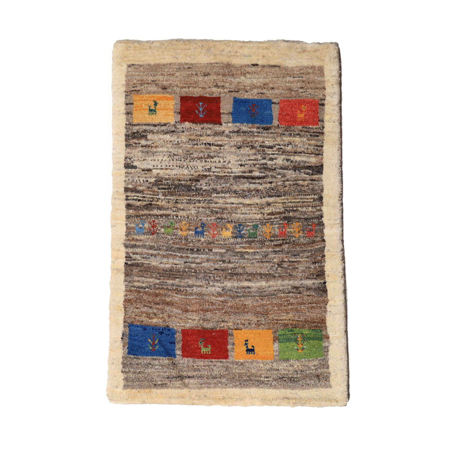 Persian Gabbeh Wool Rug Handwoven with Animal Motifs Lion - ShopiPersia