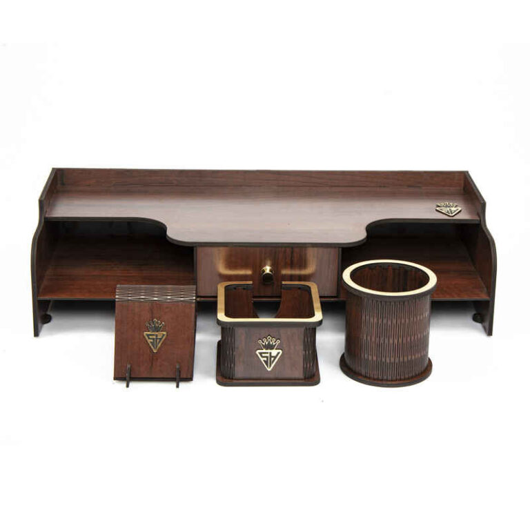 Black Leather Office Desk Set - ShopiPersia