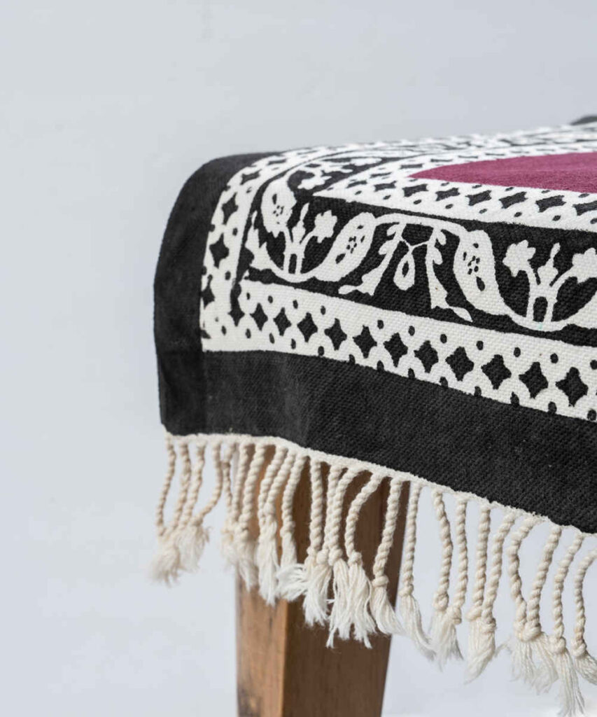 Handcrafted Linen Block Print Table Runner Aghigh - ShopiPersia