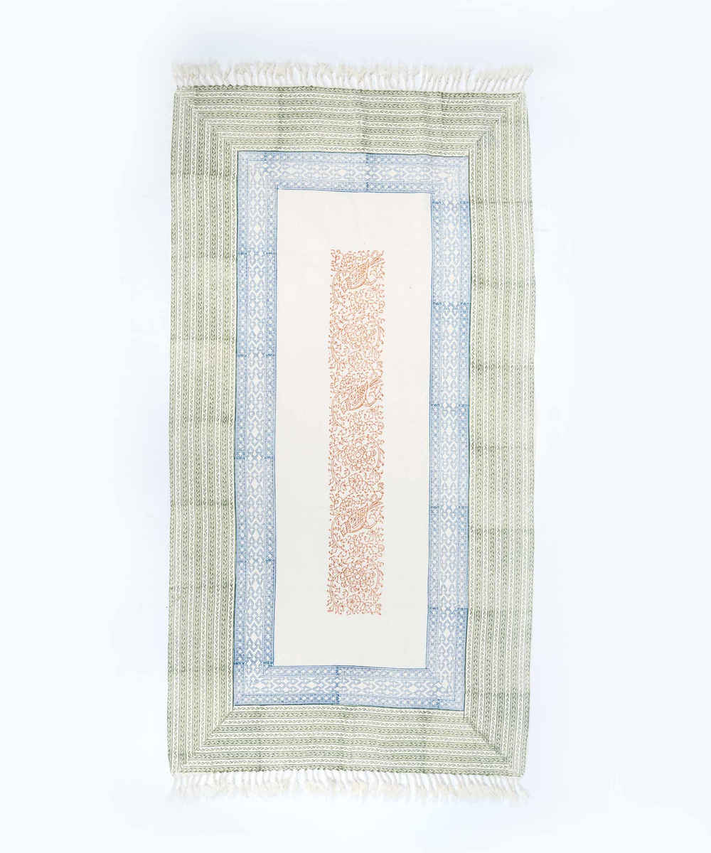 Handcrafted Linen Block Print Table Runner Golabtoon - ShopiPersia